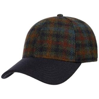 Stetson Haworth - Casquette de baseball en laine - Pour homme - Boucle en métal - Avec visière - Automne-hiver, Bleu foncé/marron, taille unique