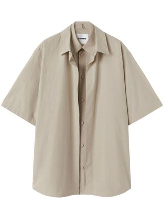 Jil Sander chemise en coton &agrave; design superpos&eacute; - Gris