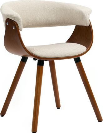 HOMCOM Esszimmerstuhl Küchenstuhl mit Rückenlehne, Leinenoptik, Sessel Polsterstuhl mit Holzbeine für Esstisch, Beige