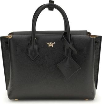 MCM Mcm, Femme, Sacs, Noir, Taille: ONE Size Sac &agrave; main en cuir de veau Bos Taurus