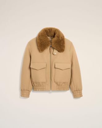 Ami Ami Paris - Blouson rembourr&eacute; beige en laine Beige Mastic - Taille : XXS - Unisex