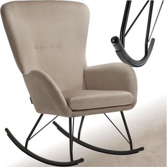 TecTake Fauteuil à bascule Rembourrage épais avec revêtement en tissu bouclé grand dossier et coussin de siège amovible