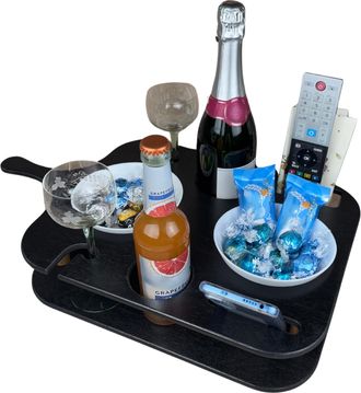 Eli Jewels Couchbar - Snackbar - Sofa-Bar - Couchbutler - gemütlicher Sofaabend - Männergeschenk - Geburtstagsgeschenk - Hochzeit - Größe L (Schwarz + Schutzlack