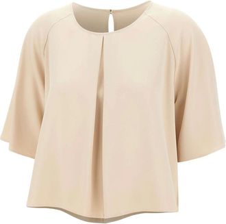 Kaos Kaos, Femme, Blouses et Chemises, Beige, Taille: 42 FR Blouse &Eacute;vas&eacute;e Courte