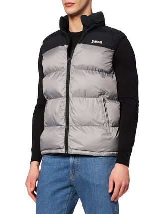 Schott NYC Herren UTAHV Jacke, silberfarben, Large