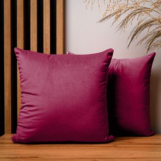 MG Design 2er Set Kissenbez&uuml;ge 40 x 40 cm in Rot - mit Rei&szlig;verschluss, samtig-weich mit dezentem Schimmer, pflegeleicht & langlebig