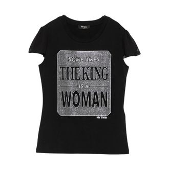 MY TWIN Twinset Shirt Logo Strass - - Tops - Damen - Schwarzk - S