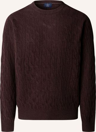 Hackett Pullover Lambswool Cable Crew braun