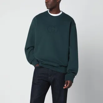 Gucci Gr&uuml;nes Sweatshirt aus geb&uuml;rstetem Baumwolljersey