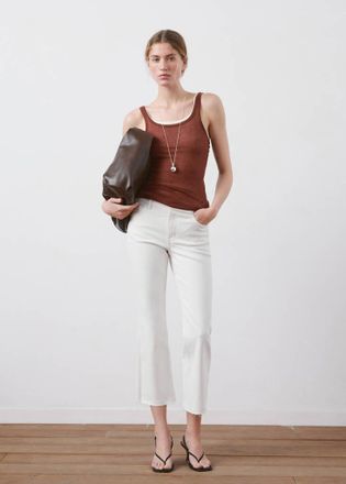 Mango Jean Sienna flare crop blanc - Femme - 32 - MANGO