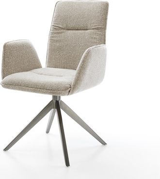 DELIFE Drehstuhl Vinja-Flex Webstoff Soft Beige Kreuzgestell breit Graphit 360° drehbar Wippfunktion, Esszimmerstühle