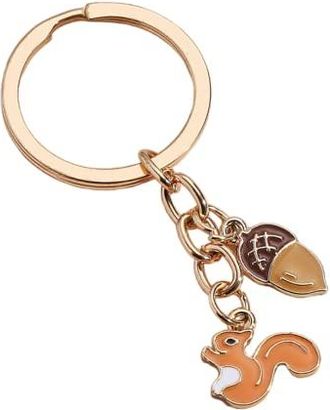 Generico Porte-clés Écureuil - Porte-clés en écureuil avec chaîne et anneau - Porte-clés pour amoureux des écureuils ou des animaux de la forêt - Porte-clés un