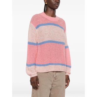 Closed Mohair-Blend Striped Sweater - Pink