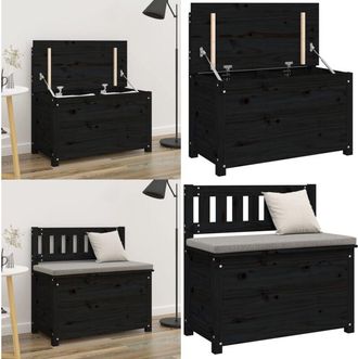 vidaXL Sitzbank Schwarz 80x41x77 cm Massivholz Kiefer - Holzbank - Kiefernbank - Sitzbank Schwarz - Speicherbank - Wohnzimmersofa - Home & Living