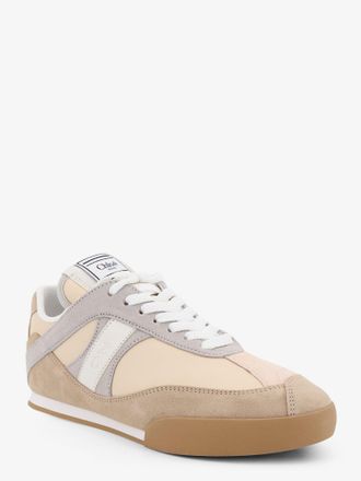 Chlo&eacute; Womens Sneakers Kick Suede Beige Leather Trainers