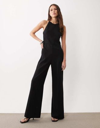 Mango R&uuml;ckenfreier Neckholder-Jumpsuit in Schwarz