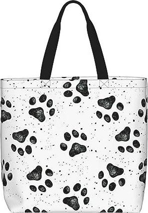 Generic Motif De Patte De Chien Sac Cabas R&eacute;utilisable Sacs De Courses Grand Sac A Main Femmes Pour Universit&eacute; Travail Shopping