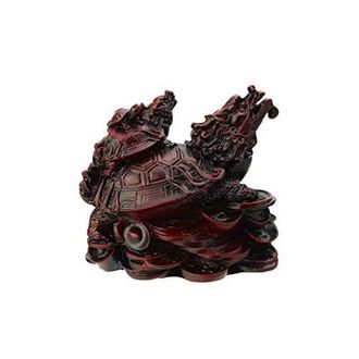 La Chineuse Drachenschildkröte-Statuette - Feng-Shui-Figur - Schutz und Wohlstand - Schmuckstück aus rotem Kunstharz - 12 x 10 x 9 cm - Asiatisches Dekor - chines