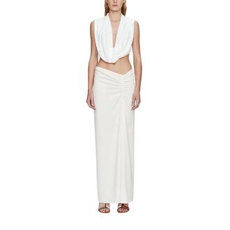 CHRISTOPHER ESBER Femme, Blouses et Chemises, Blanc, Taille: 36 FR Ruched Detail Column Maxi Skirt