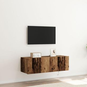 vidaXL Vidaxl - TV-Wandregal mit LED-Lichtern Alte Holz 100x35x31 cm