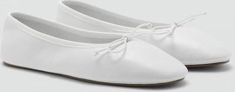 Mango Ballerines cuir naud blanc - Femme - 35 - MANGO