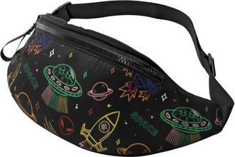Generic Ovni Extraterrestres Vaisseau Spatial Plan&egrave;te Sac De Voyage L&eacute;ger Sac &Agrave; Bandouli&egrave;re R&eacute;glable Sacoche Ceinture Pour Randonn&eacute;e Sports Vacances 14X35Cm