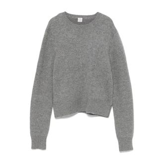 Toteme Pull &agrave; col rond tricot&eacute; - Femme - Pulls - Gris - Taille: 36 FR