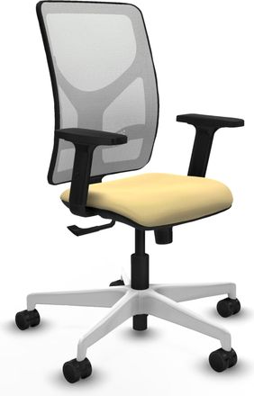 Piqueras y Crespo B&uuml;rostuhl mit 2D-Armlehnen, h&ouml;henverstellbare Lendenwirbelst&uuml;tze, ausgestattet mit 3 Positionen und Schneideschaum, mit Rollen von 65 mm, Nylon, Wei&szlig;/