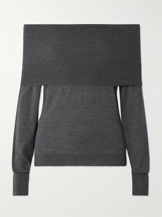 Stella McCartney Schulterfreier Pullover Aus Schurwolle - Grau