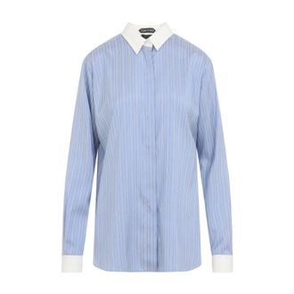 Tom Ford Chemise en soie ray&eacute;e - Femme - Blouses et Chemises - Bleu - Taille: 36 FR