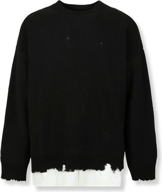 Maison Margiela Homme, Pulls, Noir, Taille: L Pull &agrave; Ourlet Effiloch&eacute;