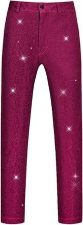Generic Pantalon de danse disco pour homme - Jambe droite - Brillant - Pantalon de bo&icirc;te de nuit pour homme, rouge 1, 3XL