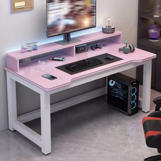 Generic Schreibtisch mit Regalen, Moderner Computertisch, Schlichter PC Gaming Tisch, Arbeitsplatz for Homeoffice und Schlafzimmer