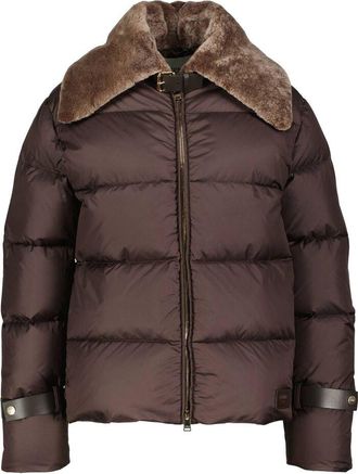 Fendi Damen Daunenjacke mit Shearling-Kragen