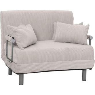 Hhg Schlafsessel HHG 702, Klappsessel Schlafsofa G&auml;stebett, Liegefl&auml;che 190x100cm, Stoff Cord (330g/m&sup2;) hellgrau