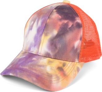styleBREAKER Cap Ponytail Baseball Cap Batik mit Mesh Einsatz