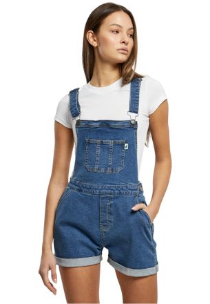 Urban Classics Damen Jumpsuit Ladies Organic Short Dungaree clearblue Washed 4XL