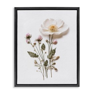 Stupell Industries Leinwandbild, Motiv Simple Pressed Flowers, gerahmt, gerahmt, Design von Buchstaben und Linien, 53,3 x 43,2 cm