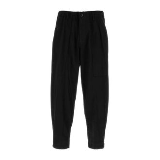 Yohji Yamamoto Homme, Pantalons, Noir, Taille: L Pantalon Large Court en Denim Effiloch&eacute; 10oz