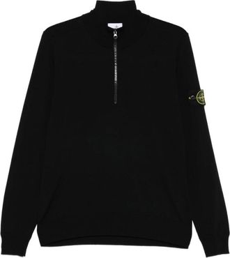 Stone Island Homme, Sweatshirts et sweats à capuche, Noir, Taille: 2XL Pull Noir avec Fermeture Éclair