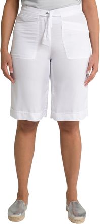 Ulla Popken Damen Shorts, weites, gerades Bein, Komfortbund, Lyocell Hose, weiß, 36W / 32L