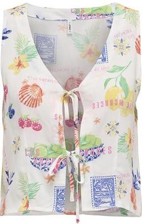 Only Onlnova Life Vis S/L Tie Vest AOP, Cloud Dancer, M Femmes
