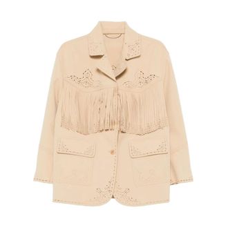 Ermanno Scervino Femme, Vestes, Beige, Taille: 36 FR Manteau &agrave; franges