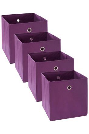 CARRYHOME Faltbox, Lila, Silber, Metall, Textil, Karton, 32x32x32 cm, faltbar, Ordnen & Aufbewahren, Aufbewahrungsboxen, Faltboxen