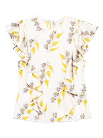 Ulla Johnson Ger&uuml;schte Botanical Bluse - Nude