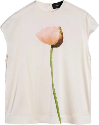 Simone Rocha Femme, Tops, Blanc, Taille: 34 FR Haut Smock &agrave; Motif Coquelicot