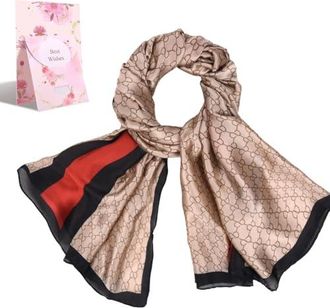 Heekpek Foulard Femme Foulards en Soie de M&ucirc;rier Soie Foulard Imprim&eacute; Echarpe Foulard Leopard Wraps Satin Joli Fleur Ch&acirc;le Long
