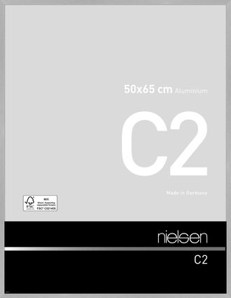 Nielsen Design Bilderrahmen, 50 x 65 cm, Aluminium, Silber matt, Posterrahmen zum Aufhängen im Hoch- & Querformat, Echtglas, C2