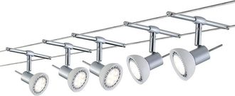 Paulmann Leuchten 94136 Seilsystem Sheela mit 5 Spots, Metall, GU5.3, chrom matt opal, 500 x 16 x 12 cm