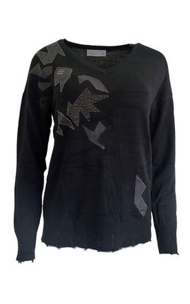 Passioni Strickpullover mit Strassstein-Motiv